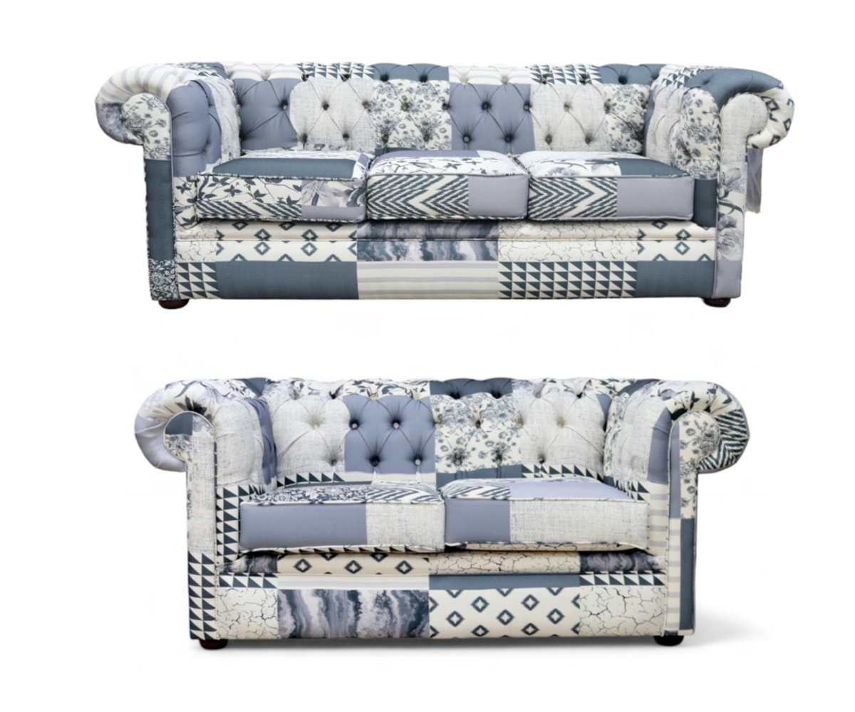 Designer Sofas For You Ltd Chesterfield Thomas 3+2 Charles Patchwork Beige Living Room Sets ...